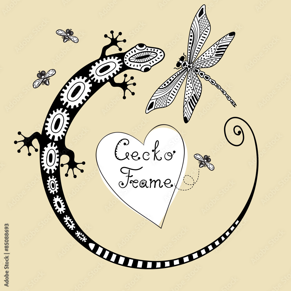 Gecko frame. Vector background Stock Vector | Adobe Stock