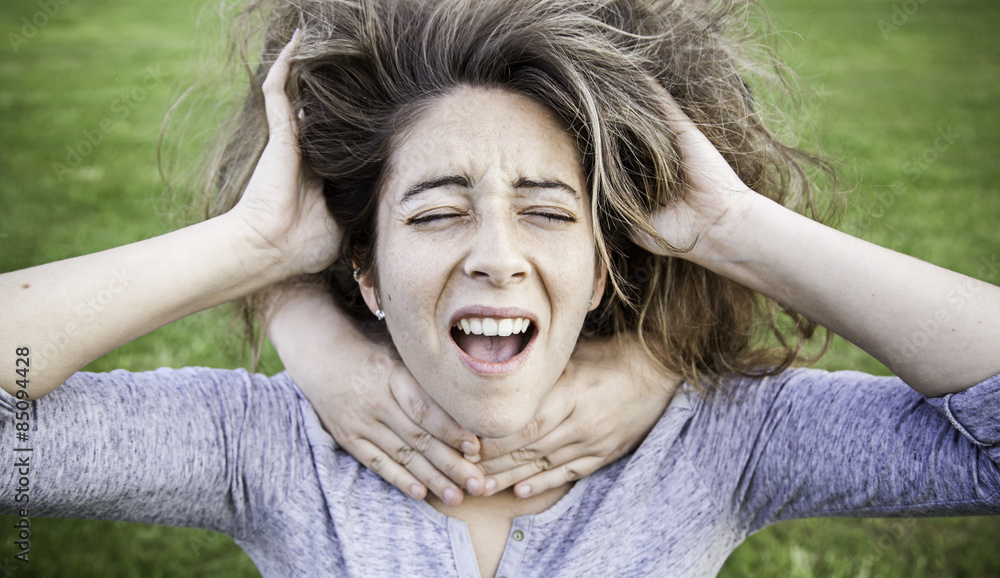 Girl being strangled Stock Photo | Adobe Stock