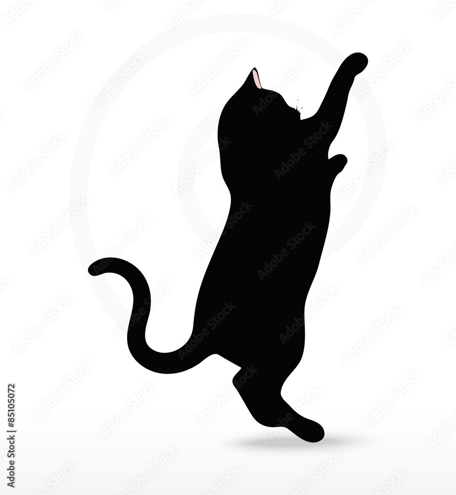 cat silhouette in Reach pose Stock Vector | Adobe Stock