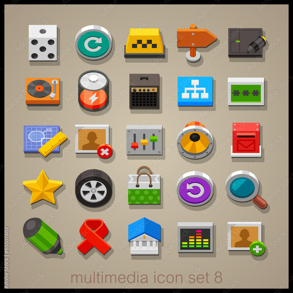 Toy multimedia icons 8 Stock Vector | Adobe Stock