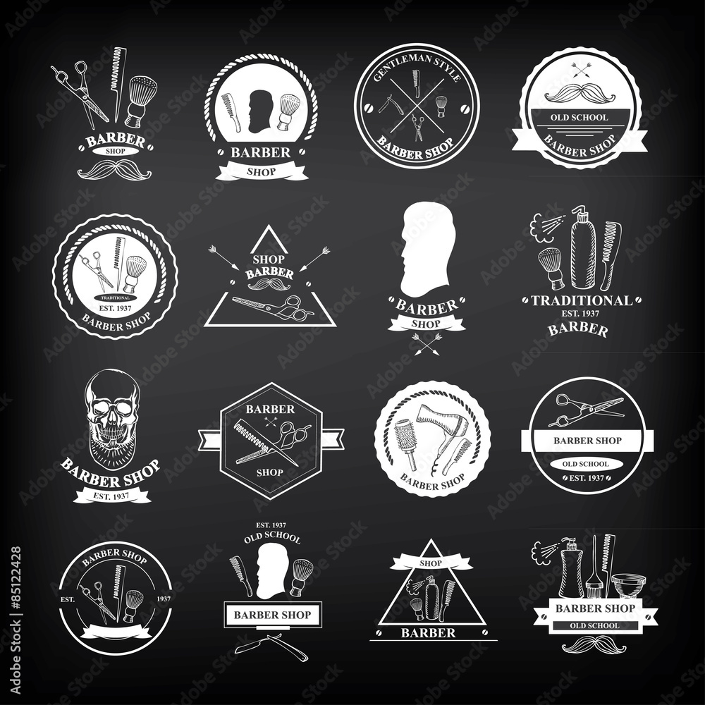 Barber shop labels,vector icons. Stock Vector | Adobe Stock