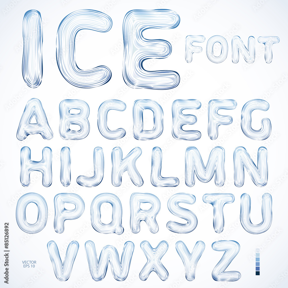 Alphabet Ice, font best for use in posters, cards, headlines and web ...