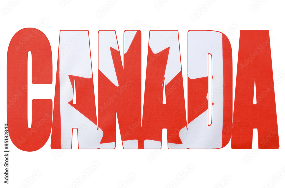 Canadian Flag in outline of word, Canada. Stock Photo | Adobe Stock
