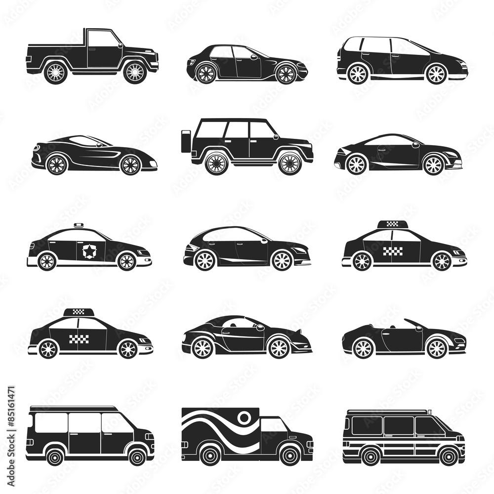 Car icons set Stock-Vektorgrafik | Adobe Stock