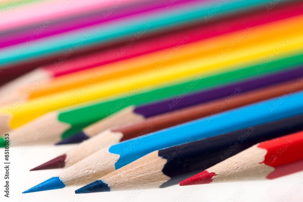 thick colored pencils against a white background color Stock Photo ...