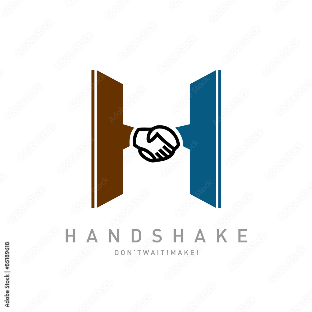 Letter H with handshake icon integrated logo template Stock Vector ...