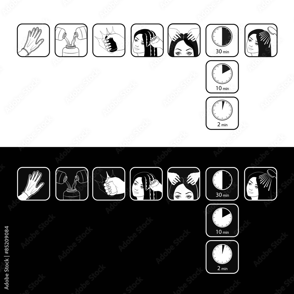 Vector Step Instruction How To Do Hair Coloring Stock Vector | Adobe Stock