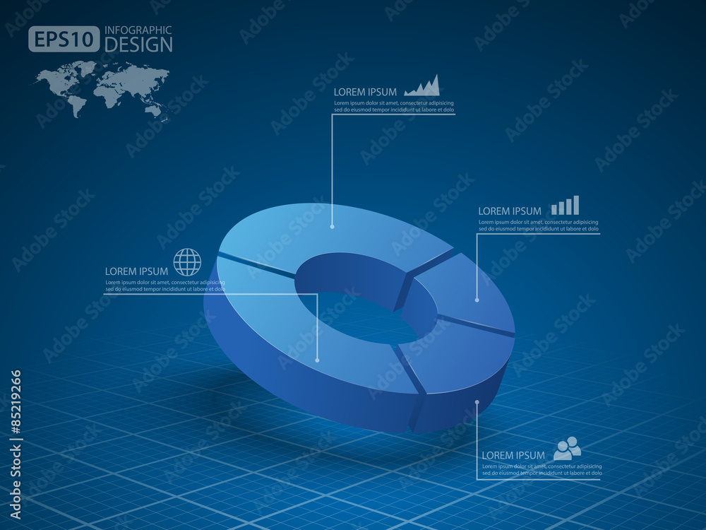 3d pie chart graph. vector illustration. Stock Vector | Adobe Stock