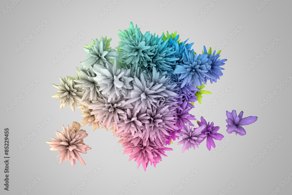 Abstract 3d shape in many colors that resembles the flower Stock ...