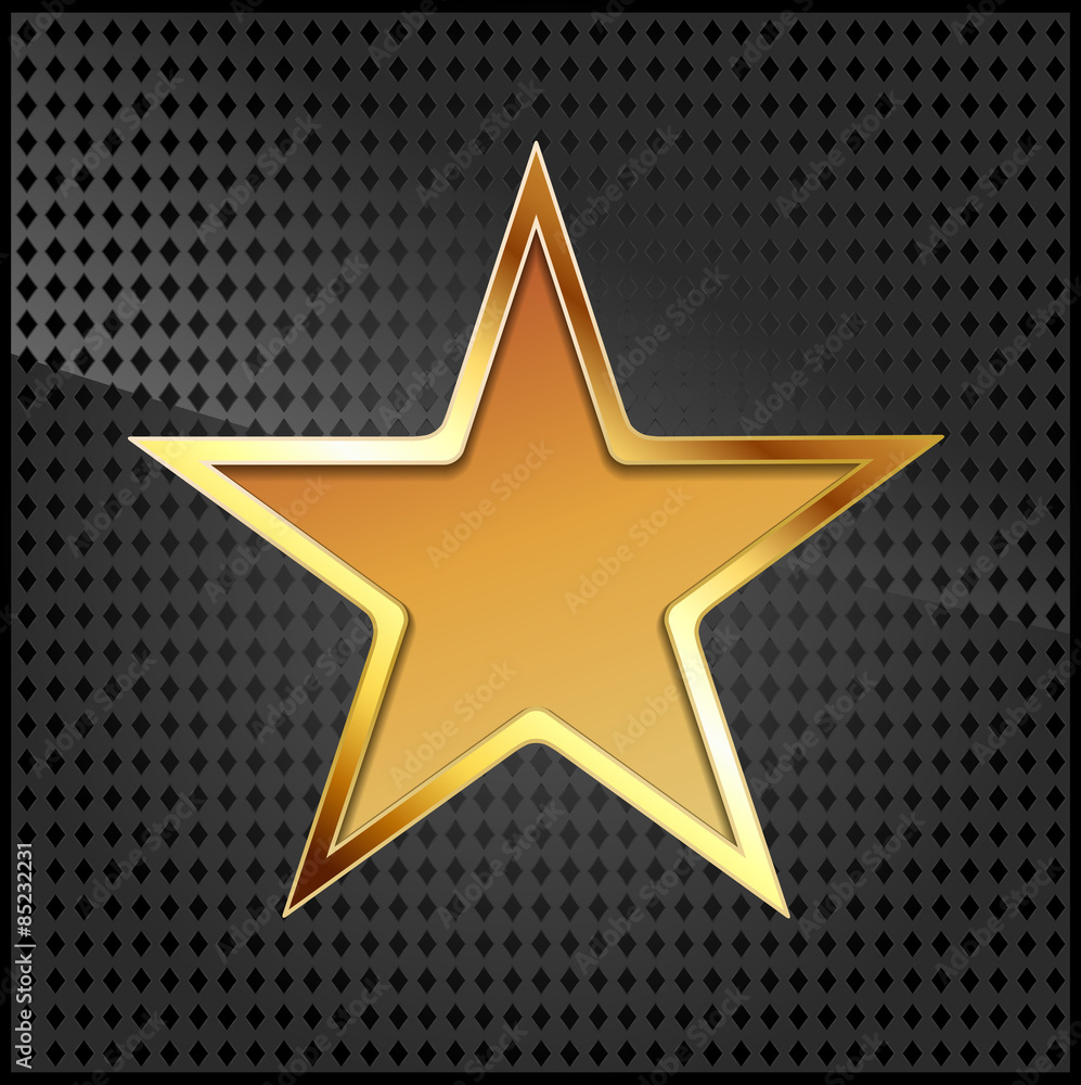 vector illustration of golden star on black metallic grid Stock Vector ...