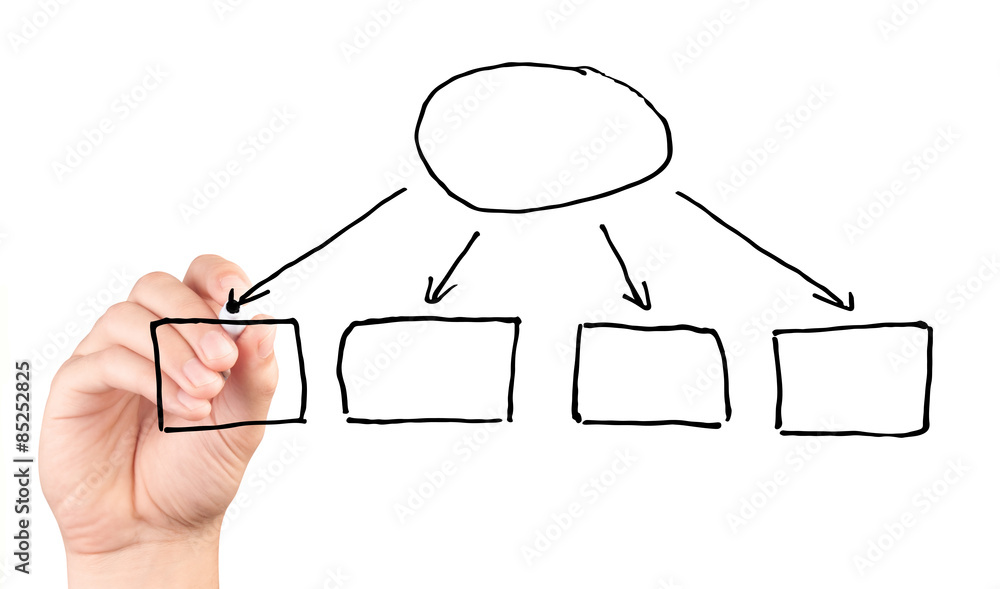 Hand drawing a blank diagram isolated on white background Stock Photo ...