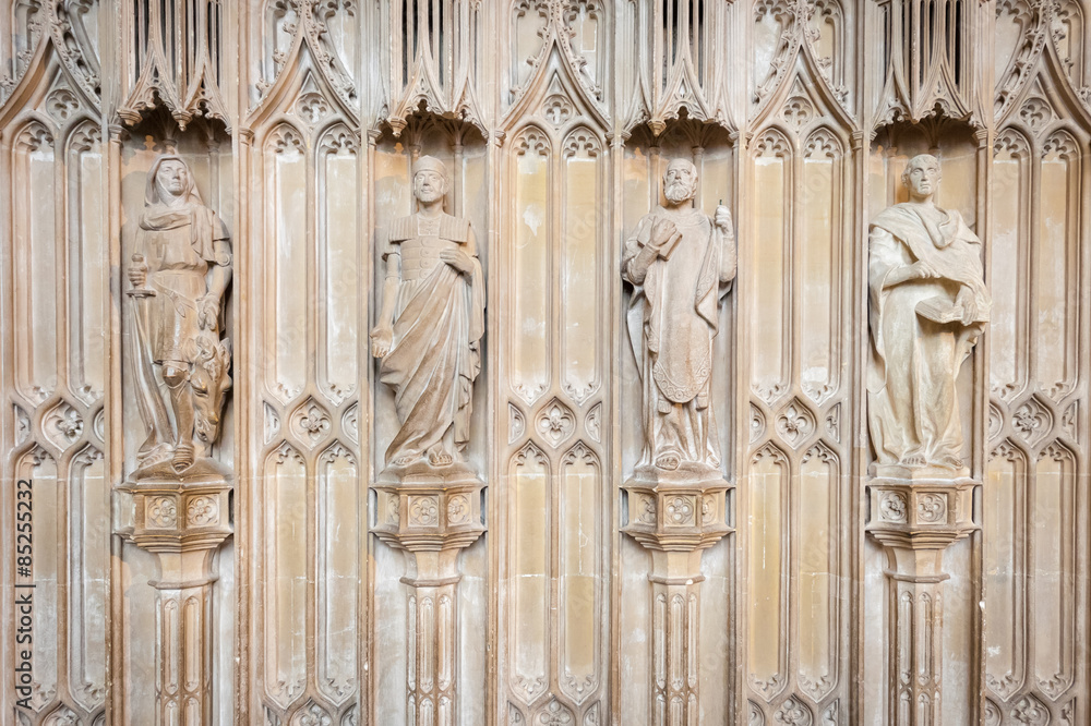 medieval masonry statues in a cathedral Stock Photo | Adobe Stock