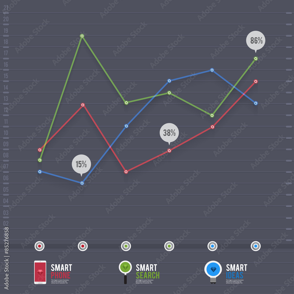 infographic arrow diagram graph chart on the green pastel blackground ...