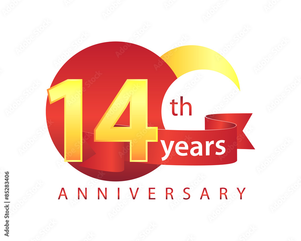 14 Years Anniversary Logo Stock Vector | Adobe Stock