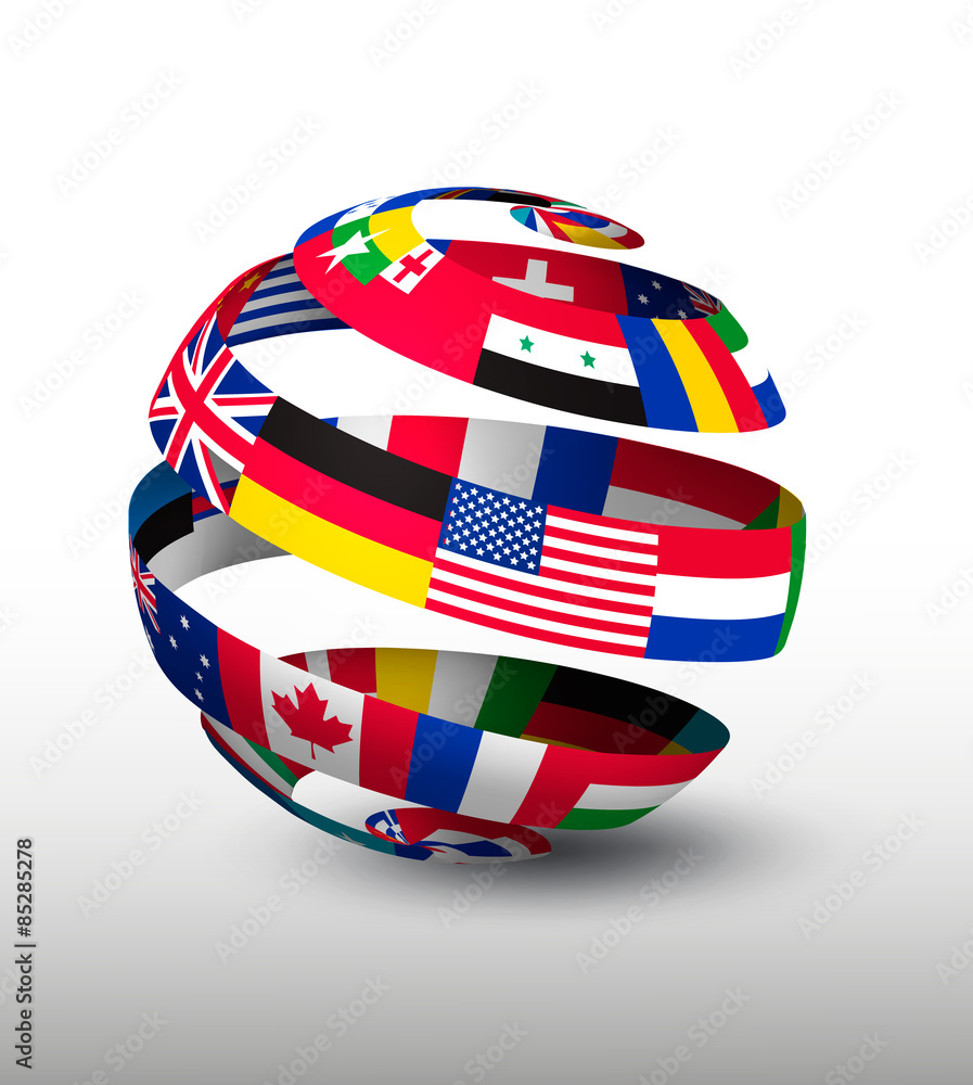 Globe made of a strip of flags. Vector. Stock Vector | Adobe Stock