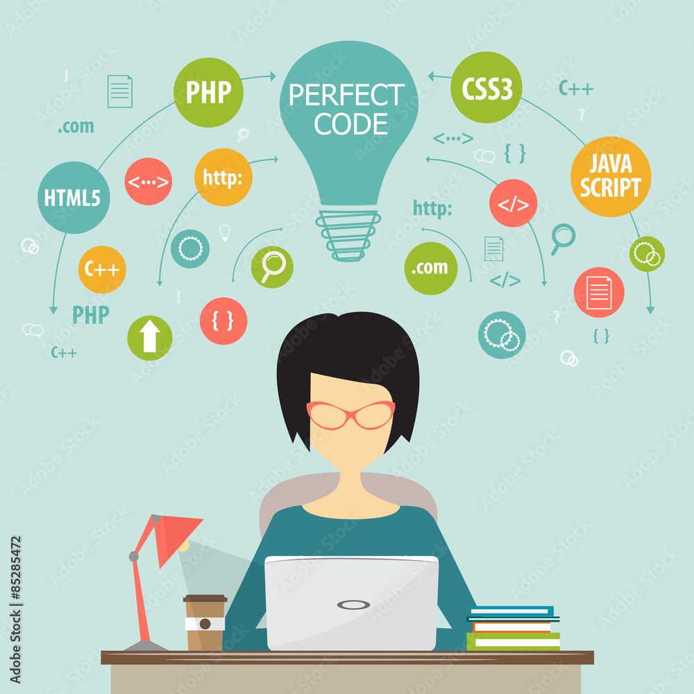 programmer and process coding and programming concept Stock Vector | Adobe Stock