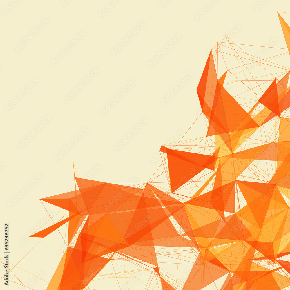 3D Orange Abstract Mesh Background with Circles, Lines and Shapes ...