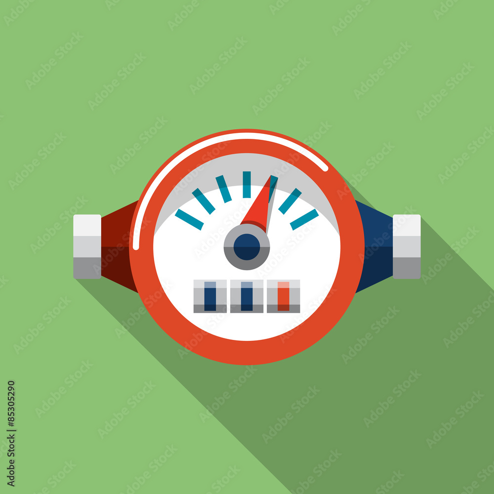 Vector Water Meter Flat Icon Stock Vector | Adobe Stock