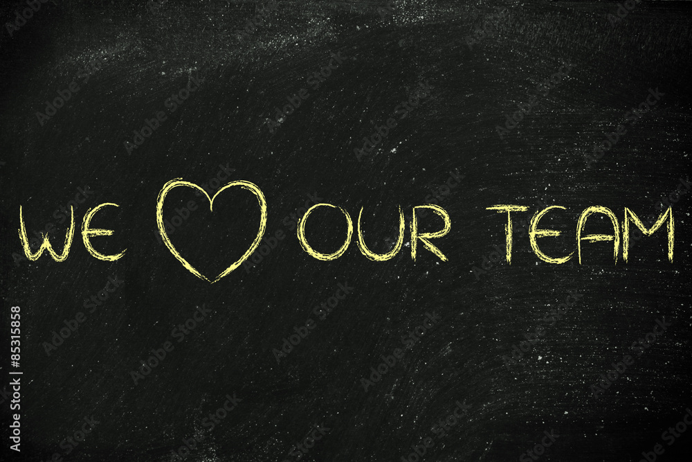 we heart our team, writing illustration Stock-Illustration | Adobe Stock