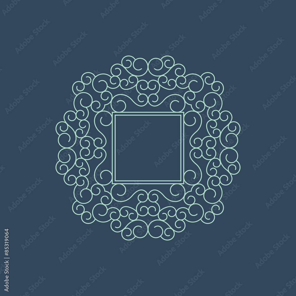 Vector mono line frame. Elegant monogram design template. Stock Vector ...