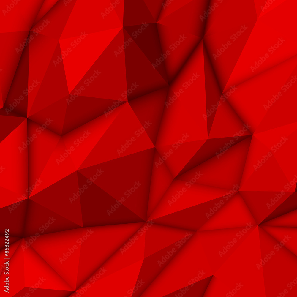 Red abstract low-poly, polygonal triangular mosaic background for ...