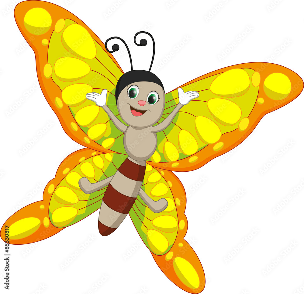 cute butterfly cartoon Stock Vector | Adobe Stock