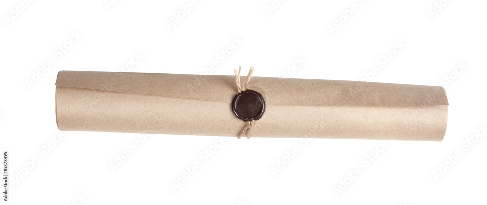 Parchment scroll with wax seal - Stock image Stock Photo | Adobe Stock