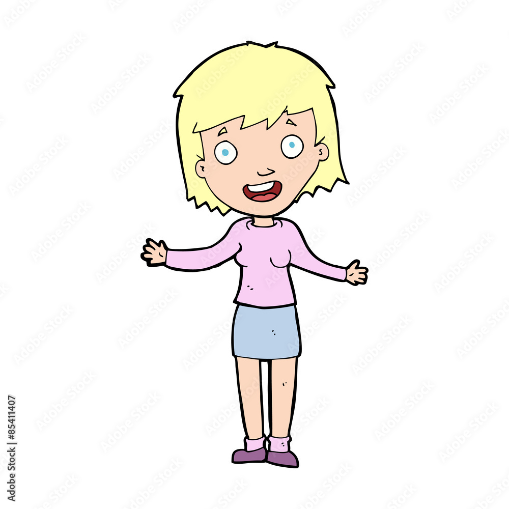 cartoon excited woman Stock Vector | Adobe Stock