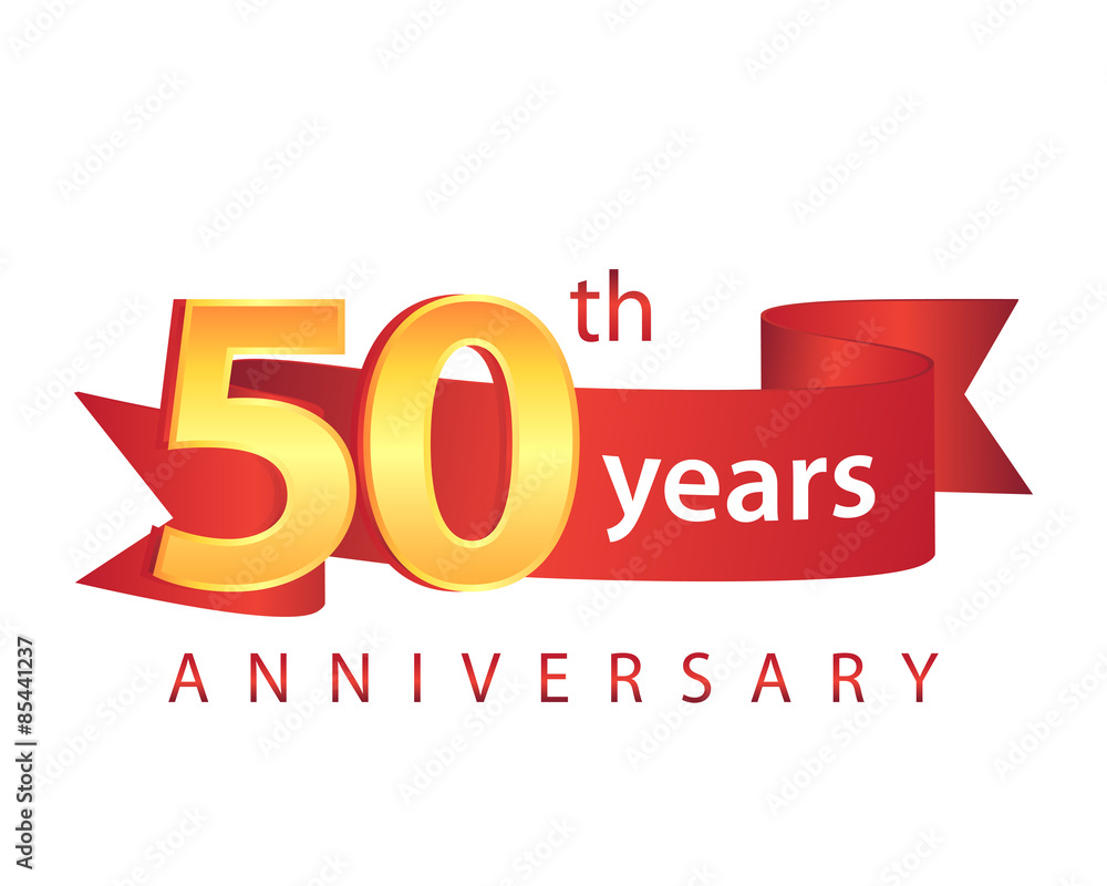 50 Ribbon Anniversary Logo Stock Vector | Adobe Stock