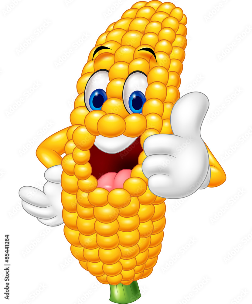 Cartoon happy corn giving thumb up Stock Vector | Adobe Stock