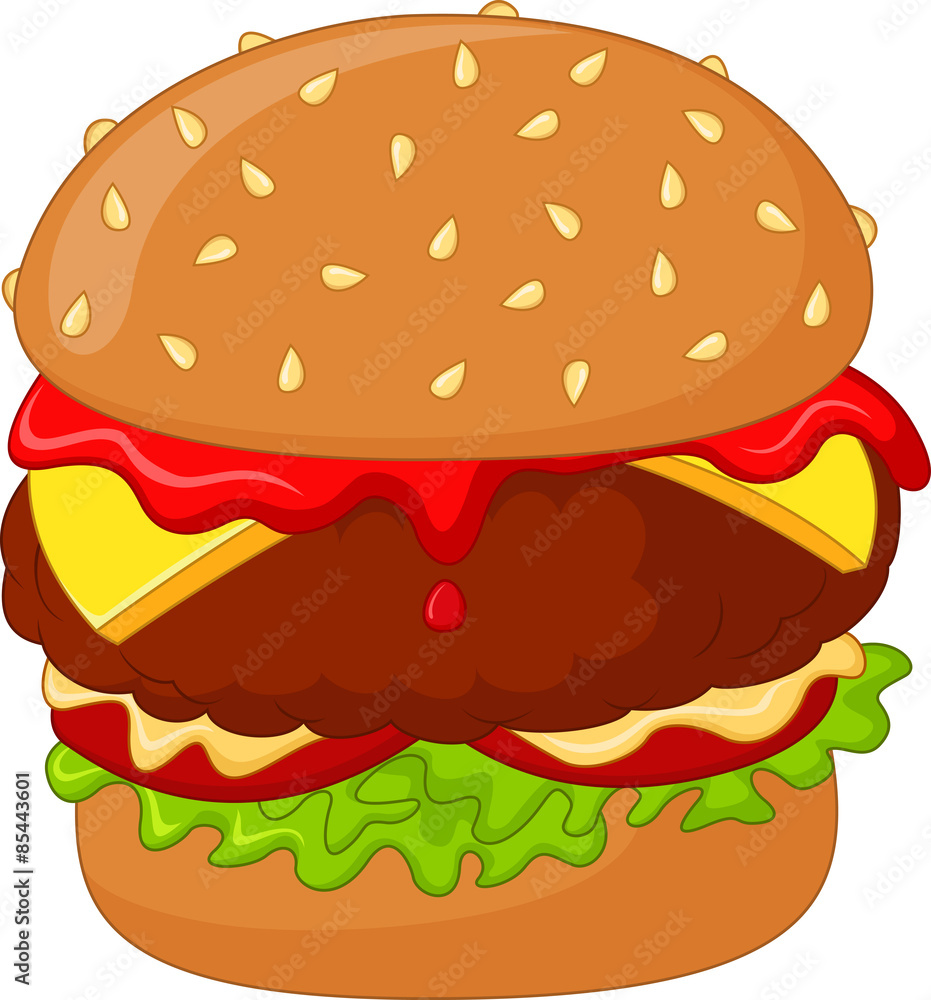 Cartoon burger illustration Stock Vector | Adobe Stock