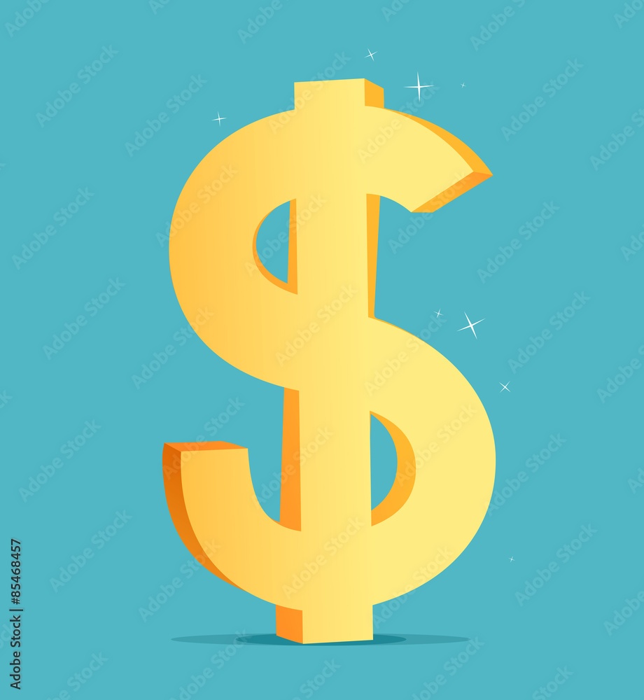 Cartoon big golden dollar sign. Vector illustration Stock Vector ...
