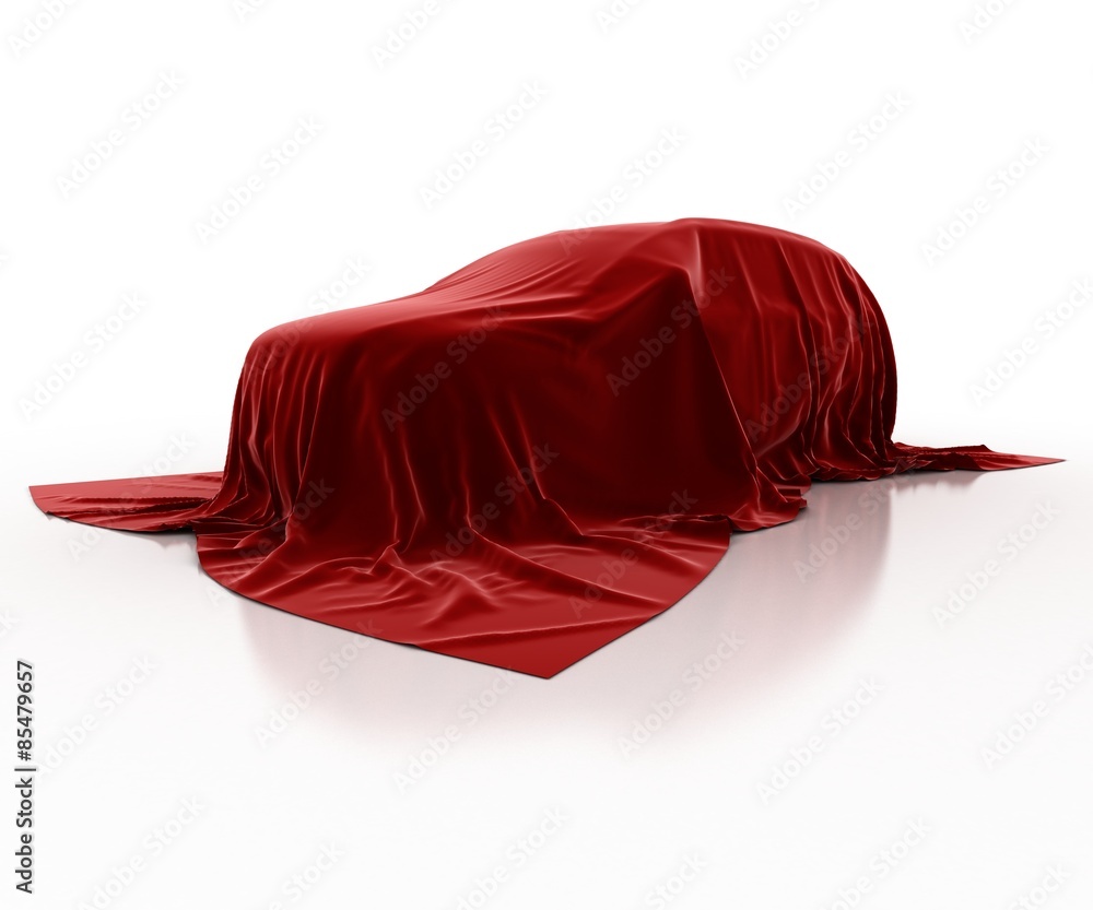 Car covered with velvet. The secret cars. 3D. Stock Illustration ...