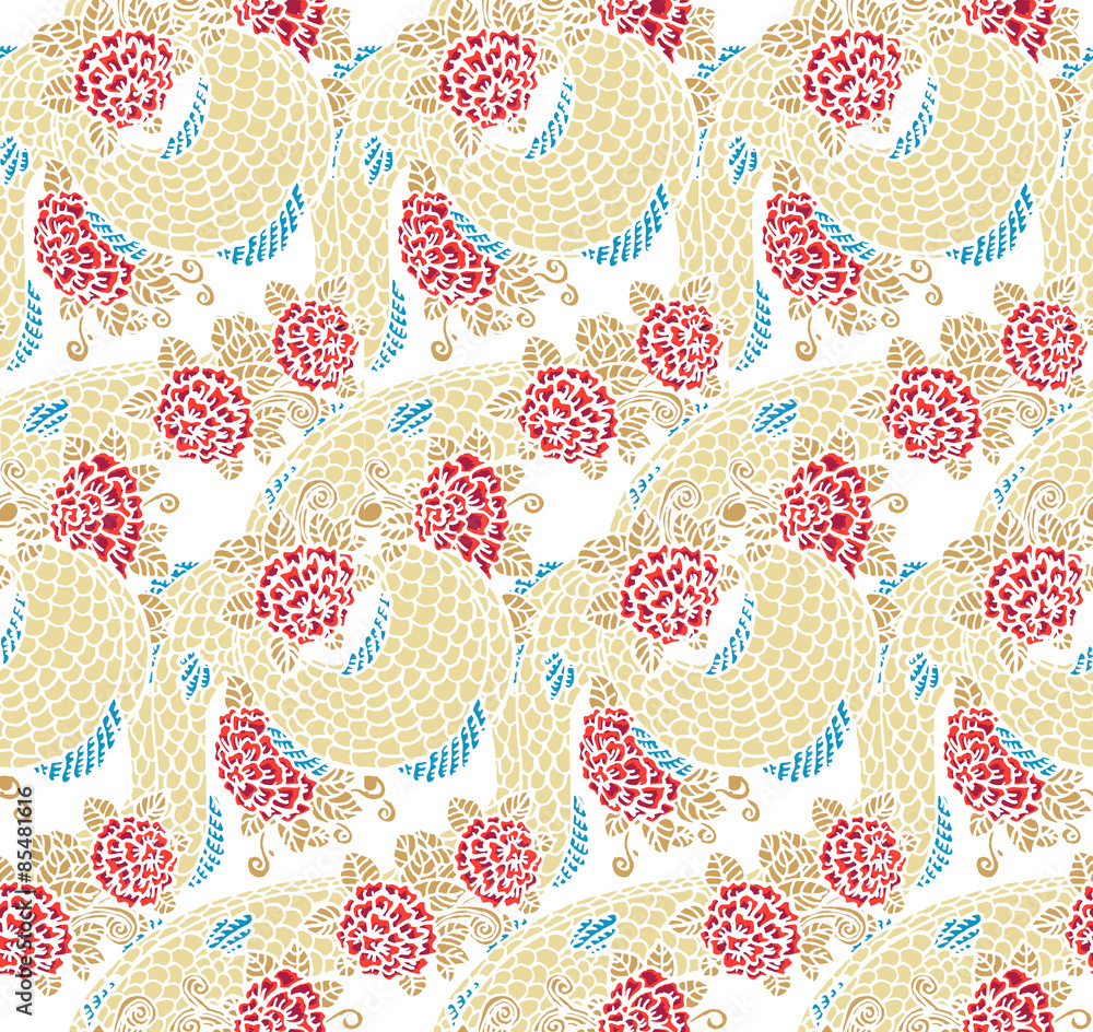 Vetor do Stock: Seamless chinese dragon texture | Adobe Stock