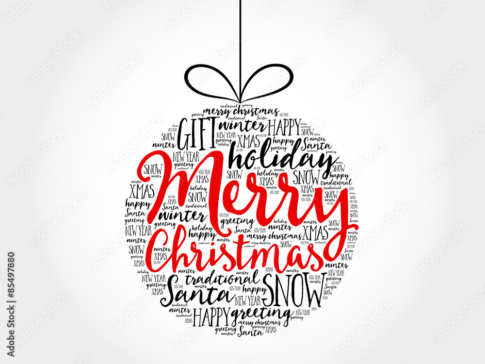 Christmas ball word cloud, holidays lettering collage Stock Vector ...