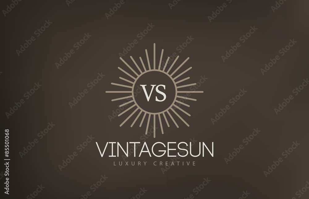Vintage Sun Logo design vector template...Retro Circle with Rays Stock ...