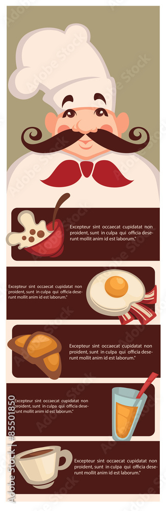 cartoon vector chef banner for your breakfast menu Stock Vector | Adobe ...