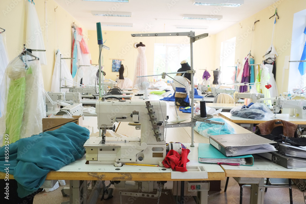 Interior of a garment factory shop Stock Photo | Adobe Stock