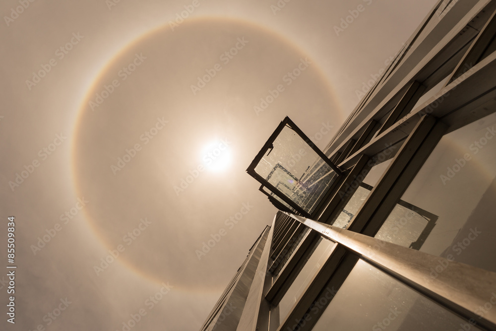 sun halo, view from a building Stock Photo | Adobe Stock