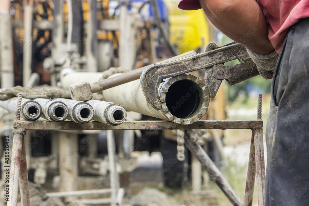 install a drilling bit on the drilling rig Stock Photo | Adobe Stock