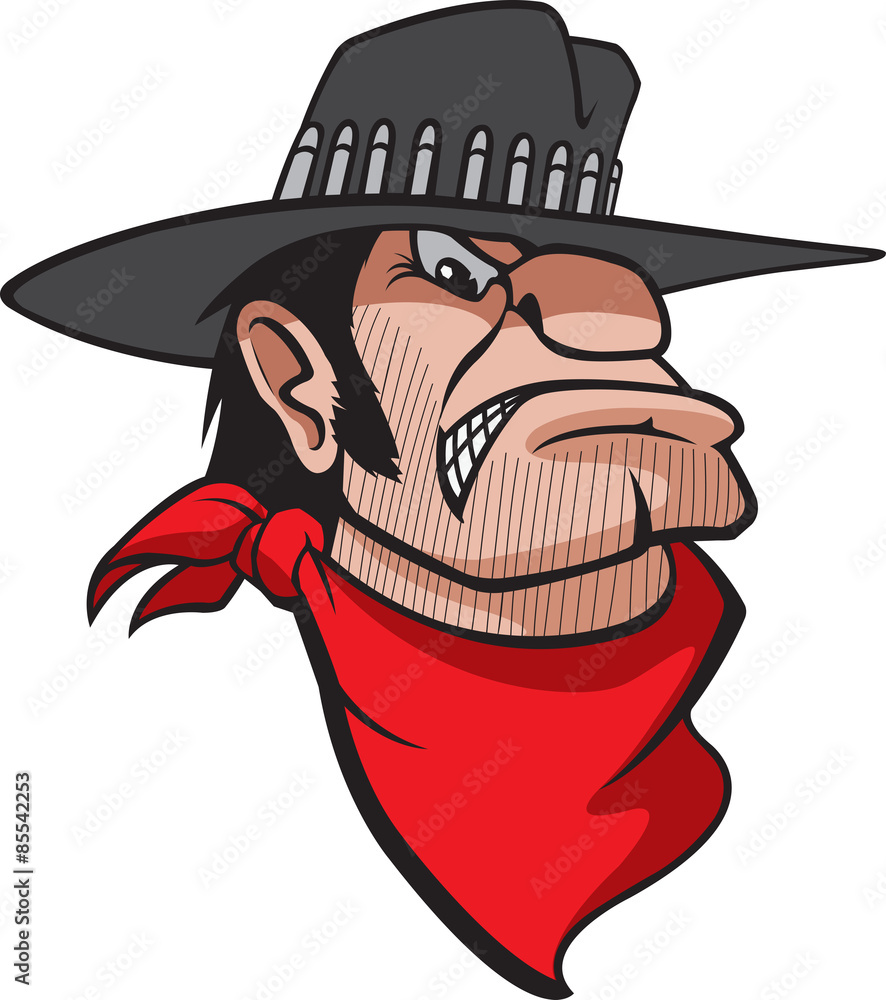 Bad Bart also A cartoon Bust of a mean looking Cowboy. Stock Vector ...