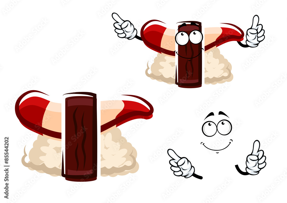 Cartoon hokkigai nigiri sushi character Stock Vector | Adobe Stock