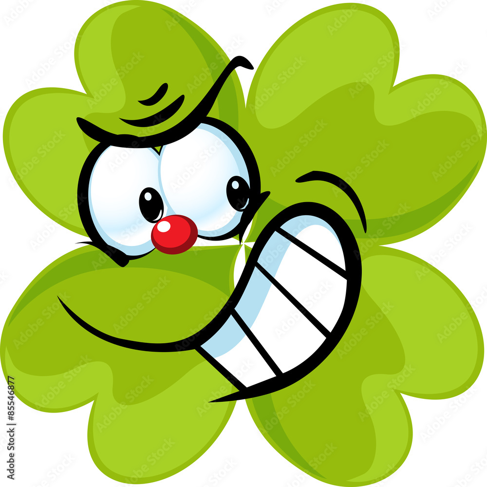 angry green cloverleaf - funny vector illustration isolated on white ...