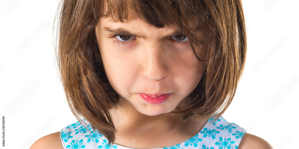 Sad girl over white background Stock Photo | Adobe Stock