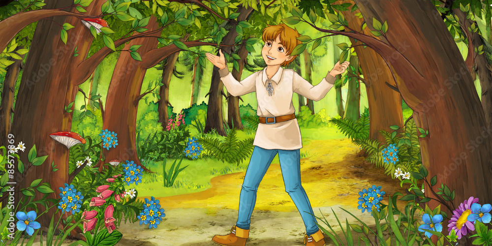 Cartoon fairy tale scene - illustration for the children Stock ...