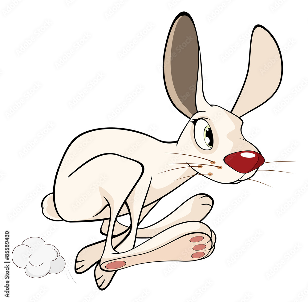 Illustration of cartoon white rabbit Stock Vector | Adobe Stock