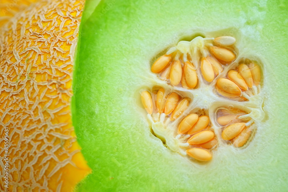 Galiamelone mit Schale und kernen Stock-Foto | Adobe Stock