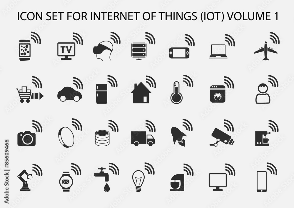 Simple internet of things icon set. Symbols for IOT with flat design ...