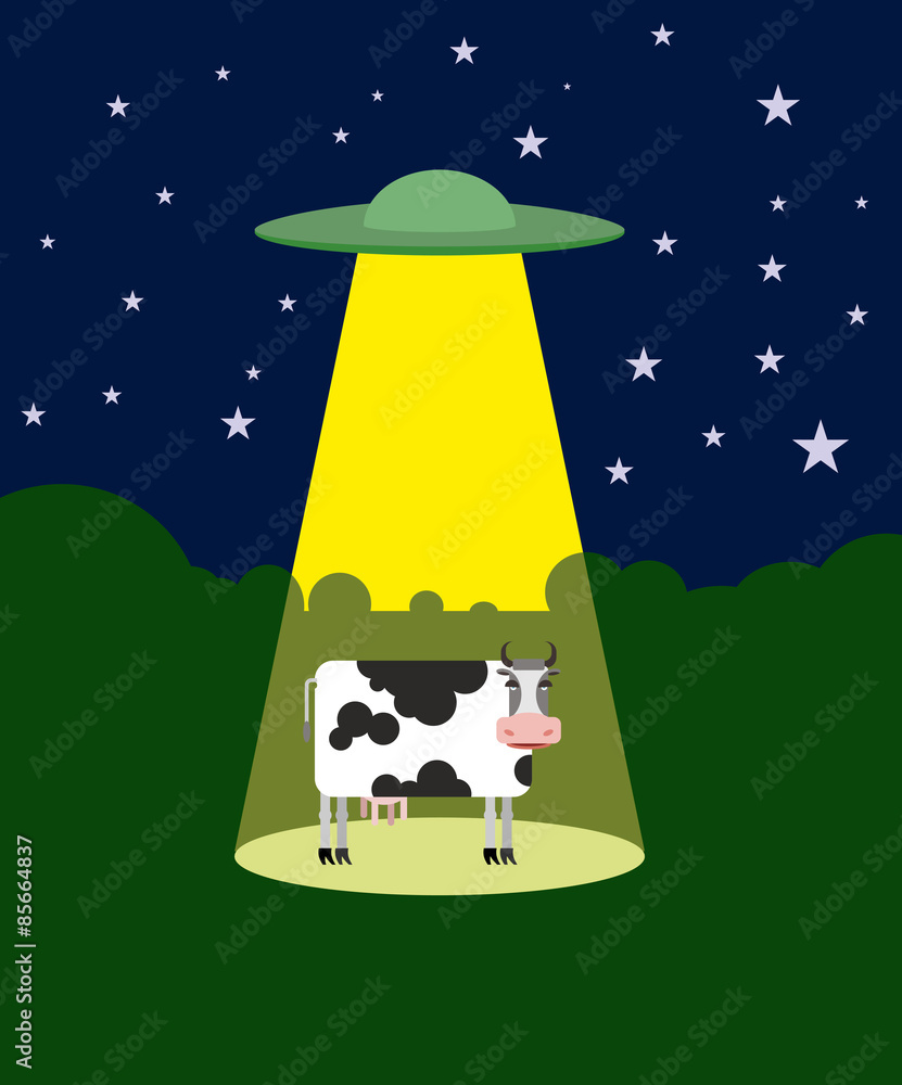 Ufo Beaming Up Cow