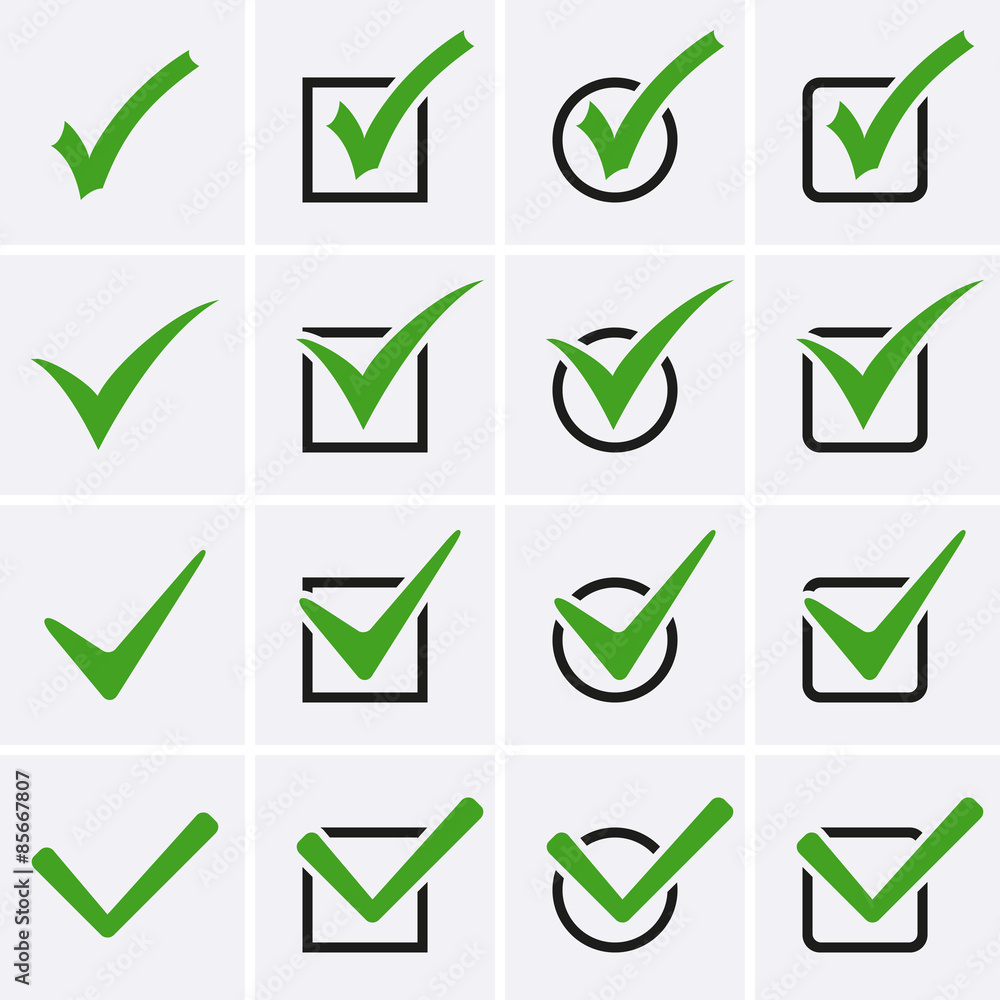 Check Marks or Ticks Icons in boxes Stock Vector | Adobe Stock